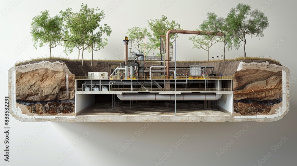 Technical cross-section of oil and gas pipelines Stock Illustration ...