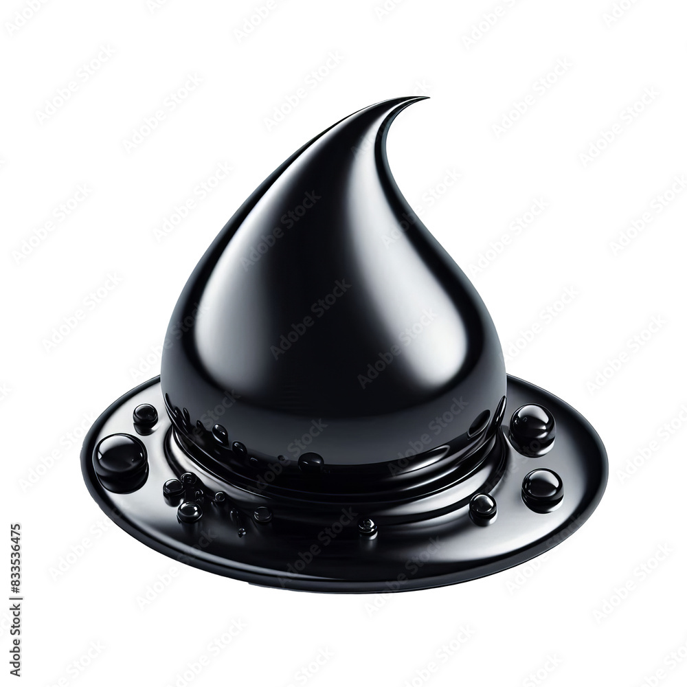 3D realistic drop of black ink spilling isolated on a transparent ...