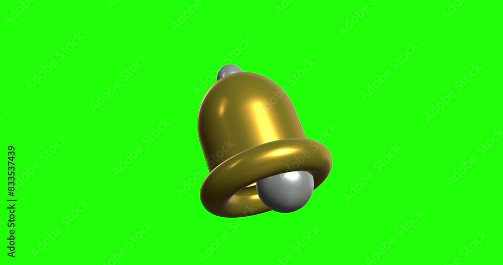 3d Animated Golden Bell on Green Screen Background for social media ...