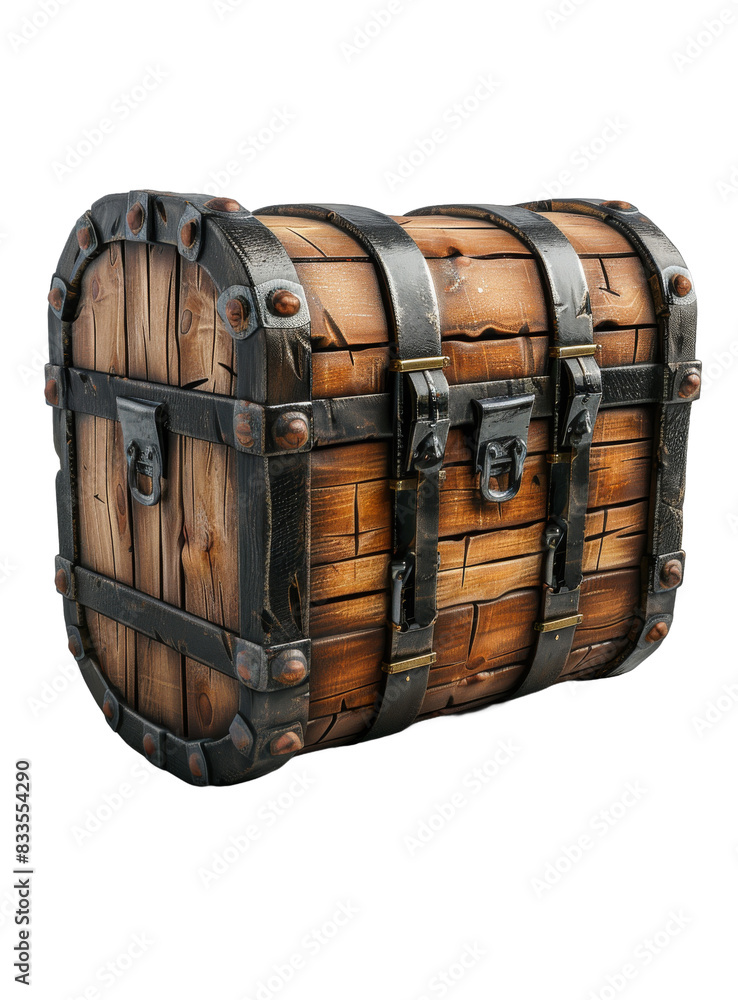 [Transparent Background PNG]An old wooden treasure chest with rusty ...
