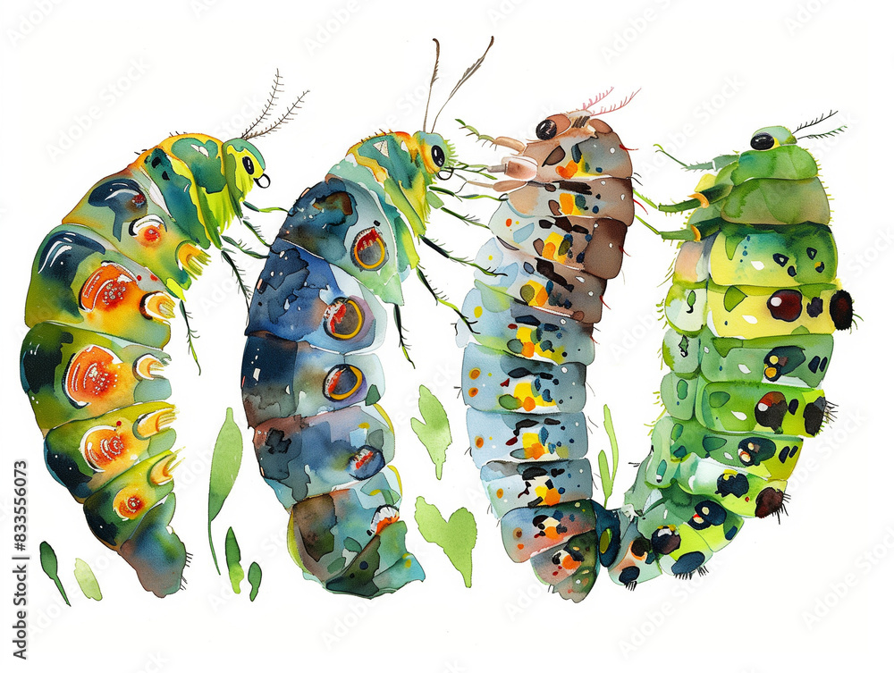 Butterfly metamorphosis development stages, caterpillar larva, pupa ...