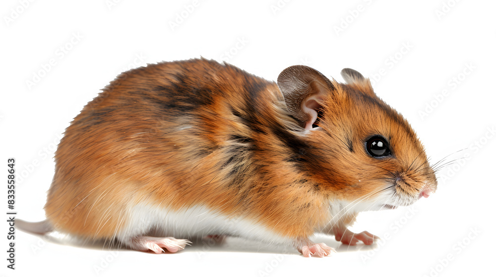 Side view of a european hamster on its hind legs, cricetus cricetus ...
