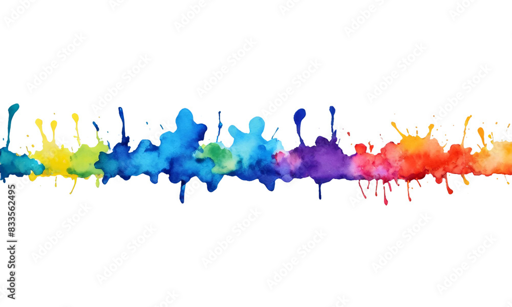 Watercolor Paint Splash on Transparent Background, Colorful watercolor ...