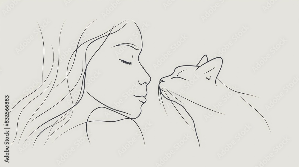 This minimalist line art captures the intimate bond and affectionate ...