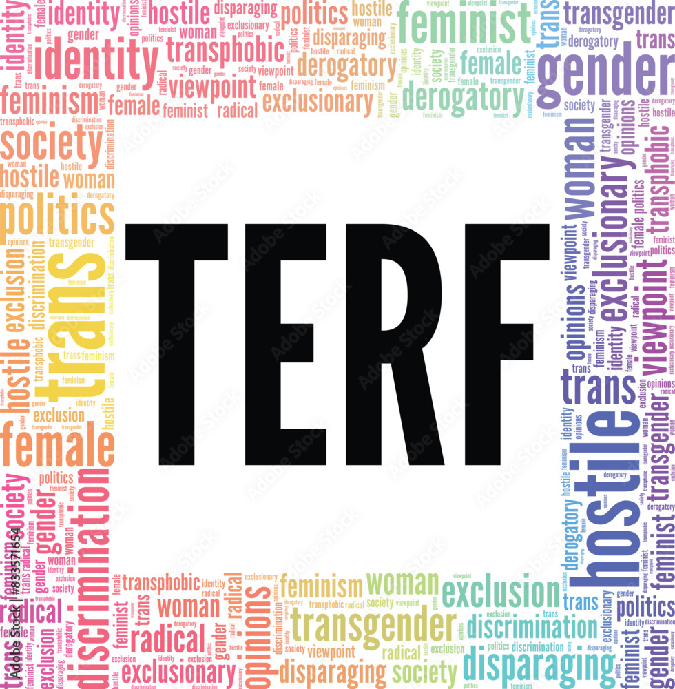 TERF word cloud conceptual design isolated on white background. Stock ...