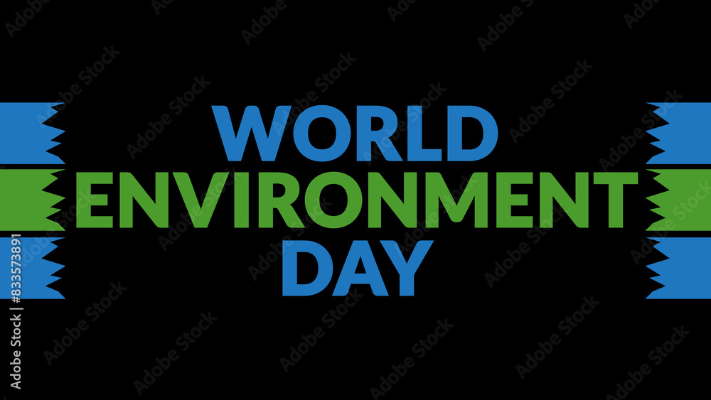 World Environment Day text on Black background with side lines, World ...