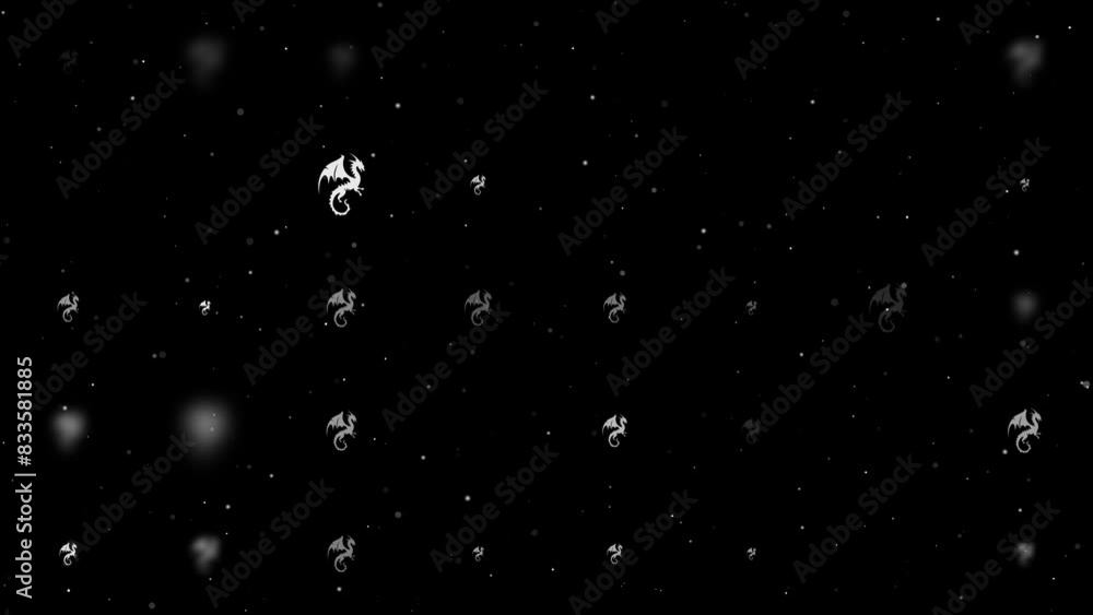 Template animation of evenly spaced dragon symbols of different sizes ...