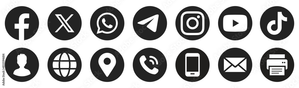 Contact icon .Popular social media logo with contact icon. Social ...