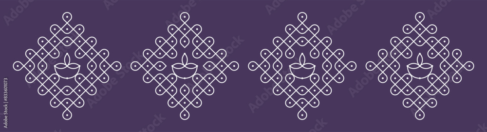 Diwali and karthigai deepam special pulli kolam set. Indian Traditional ...