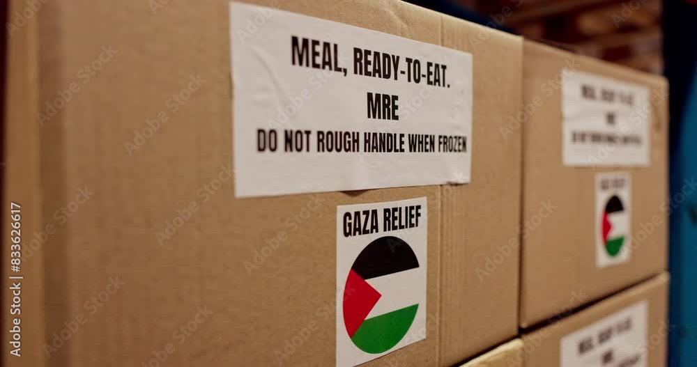 Palestine, box and donation help or package for shipping, ngo and ...