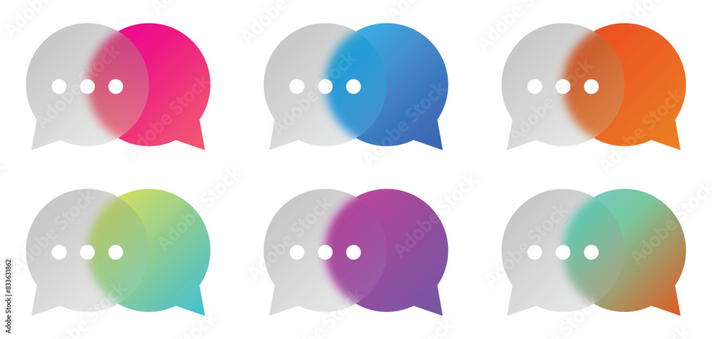 Chat speech bubble with transparent glass glassmorphism background ...