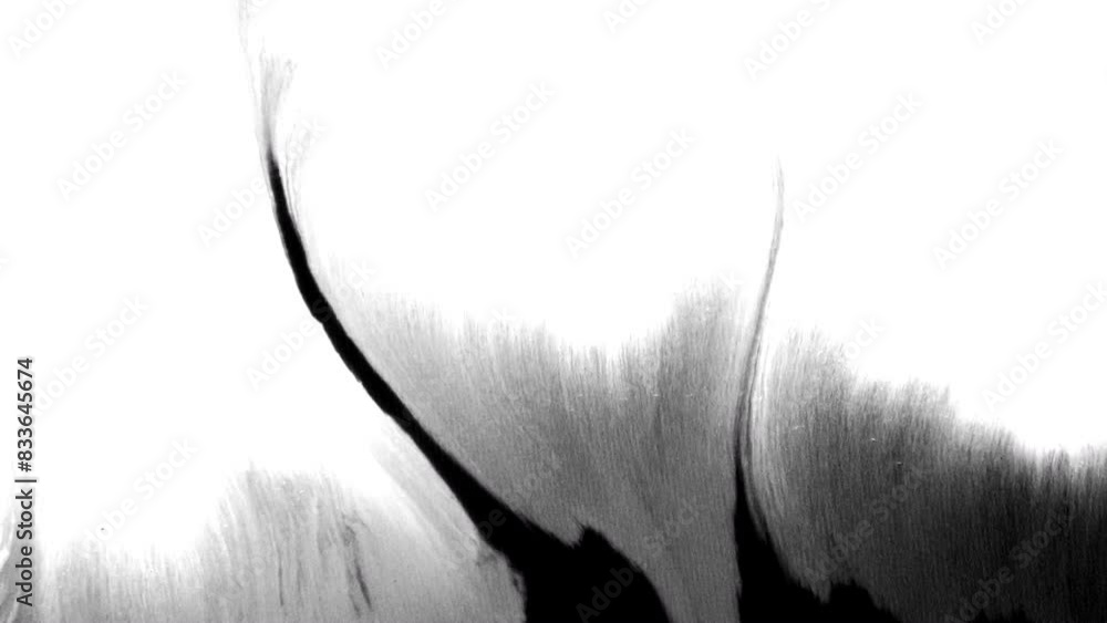 Black ink artistic flow splatter spots spills white paper beautiful ...