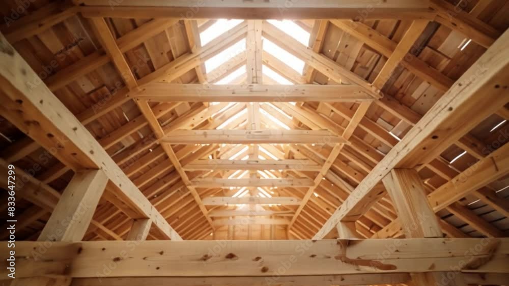 A house at a construction site where a carpenter demonstrates his ...