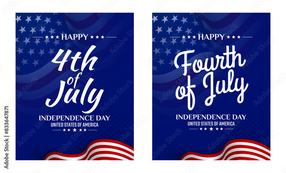 Happy 4th of July greeting, set of abstract backgrounds, fourth july ...