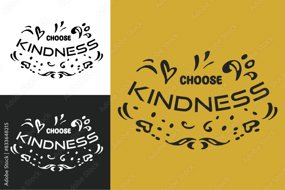 Choose kindness lettering drawing art illustration. Groovy retro ...