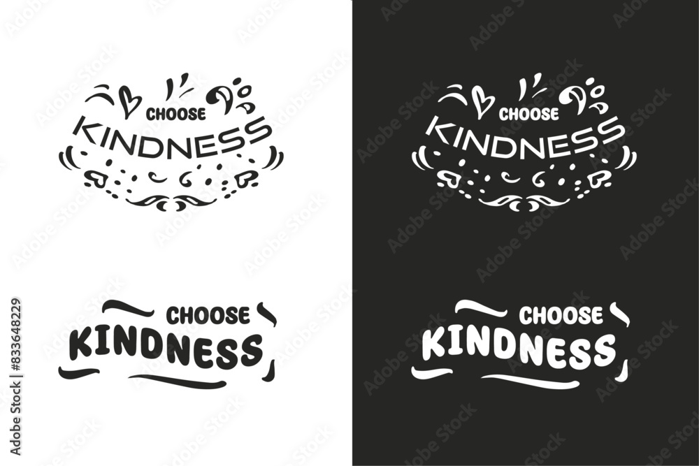 Choose kindness lettering drawing art illustration. Groovy retro ...