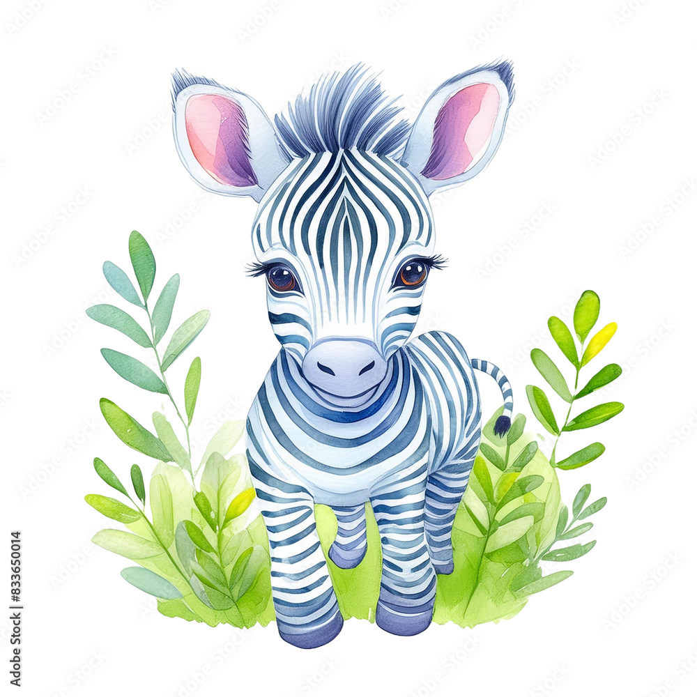 Cute watercolor illustration of a little zebra, Baby zebra PNG, Zebra ...