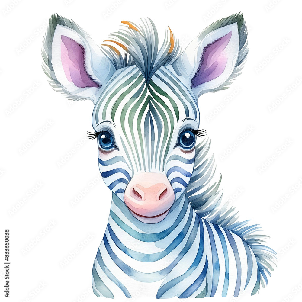 Cute watercolor illustration of a little zebra, Baby zebra PNG, Zebra ...