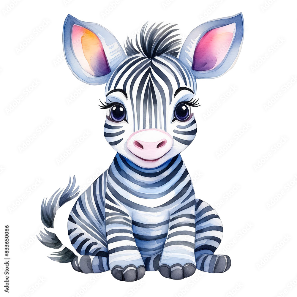 Cute watercolor illustration of a little zebra, Baby zebra PNG, Zebra ...