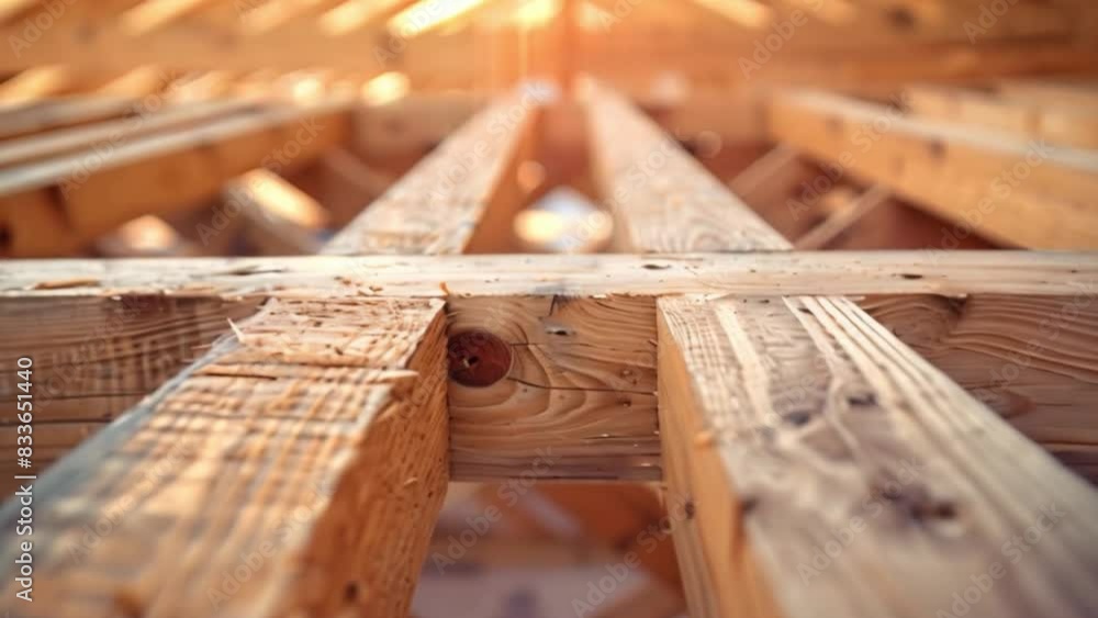 A house at a construction site where a carpenter demonstrates his ...