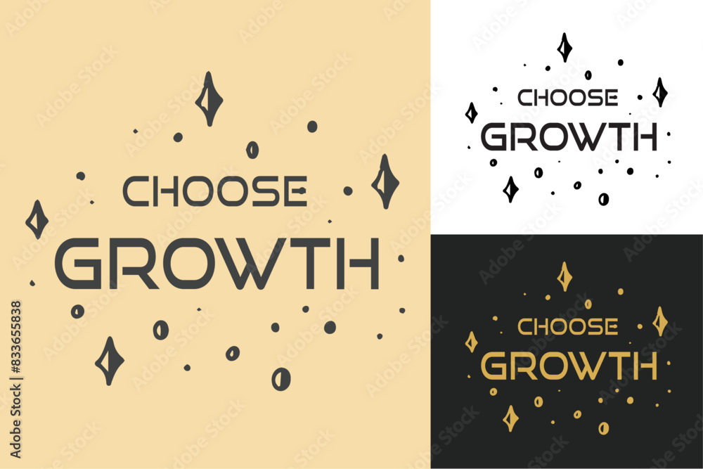Choose growth lettering retro vintage badge. Personal development ...