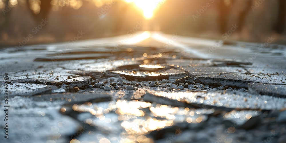 Earthquake damage asphalt road collapsed and broken natures impact on ...