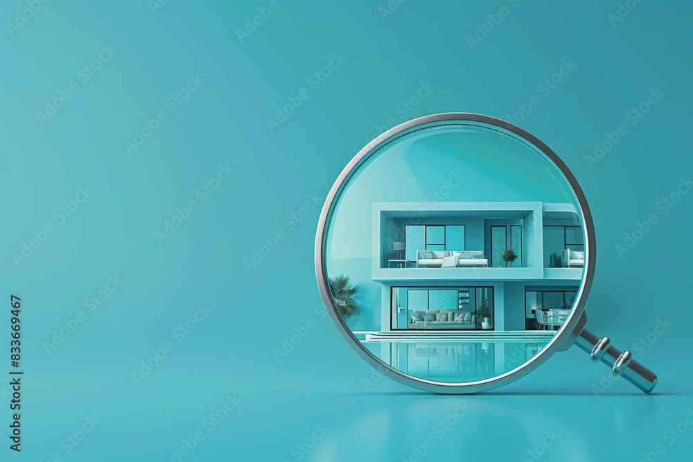 Pastel teal background featuring a 3D magnifying glass focusing on the ...