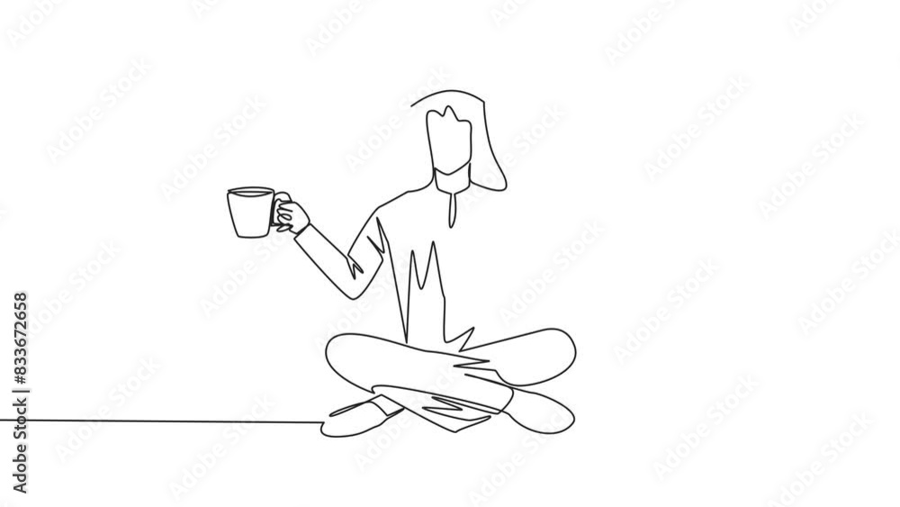 Animated self drawing of single line drawing Arabian man sitting cross ...