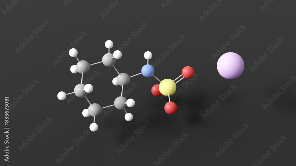 cyclamate molecular structure, artificial sweetener e952, ball and ...