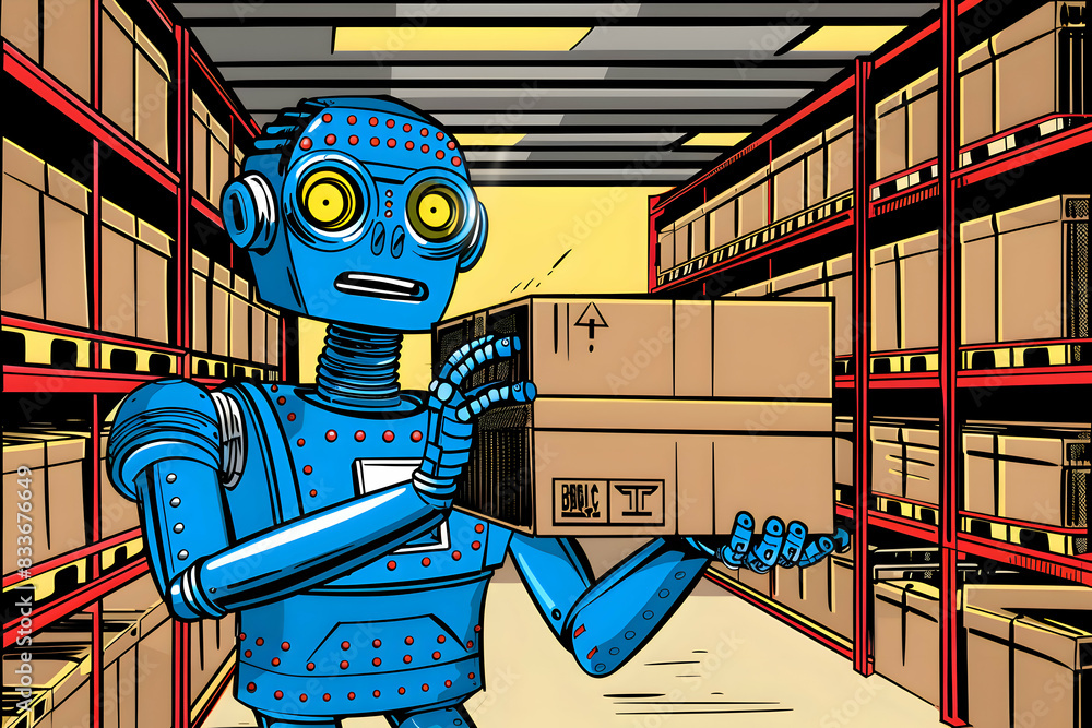 cartoon-like image of warehouse robot - robots, warehouse, automation ...