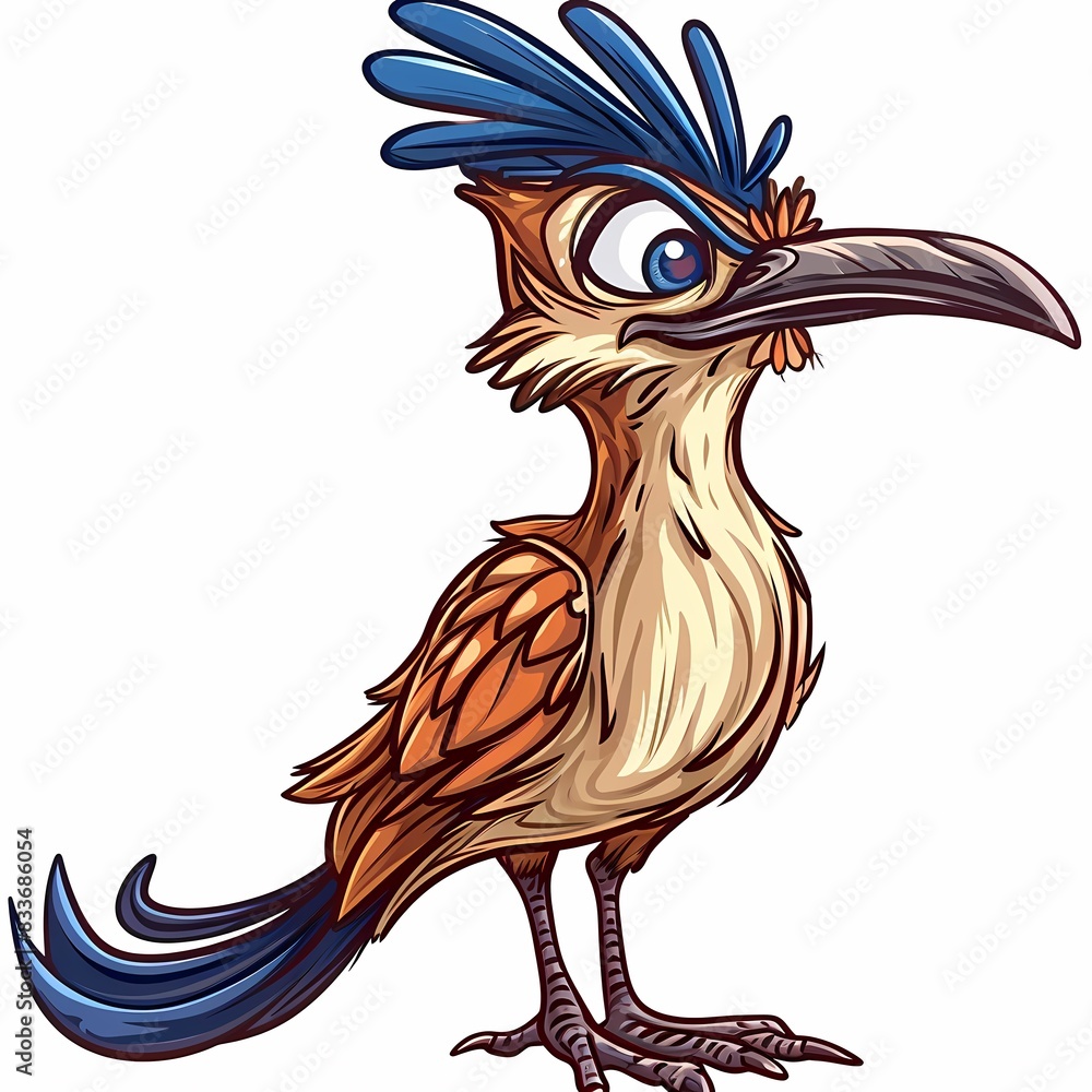 roadrunner bird cartoon caricature mascot vector Stock Illustration ...