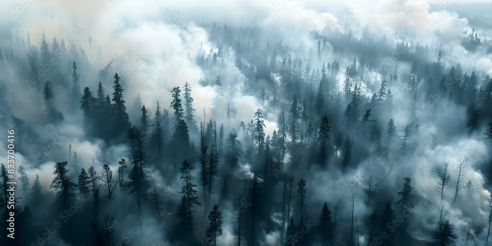 Highresolution aerial drone photo showing devastating forest fire in ...