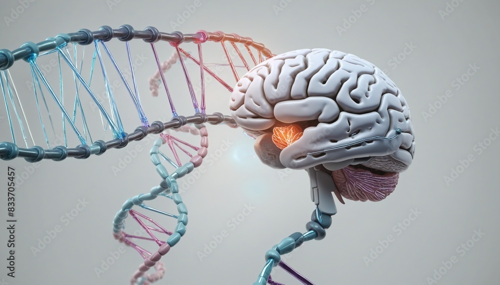 Human brain anatomy with DNA strand Stock Illustration | Adobe Stock