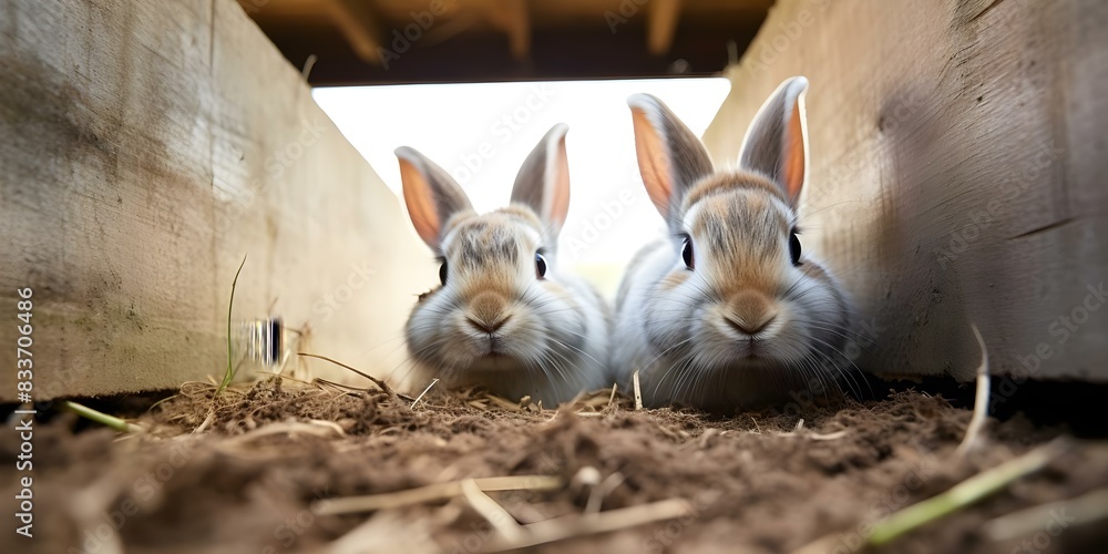 Rabbits twitching nose in outdoor enclosure showing natural curiosity ...