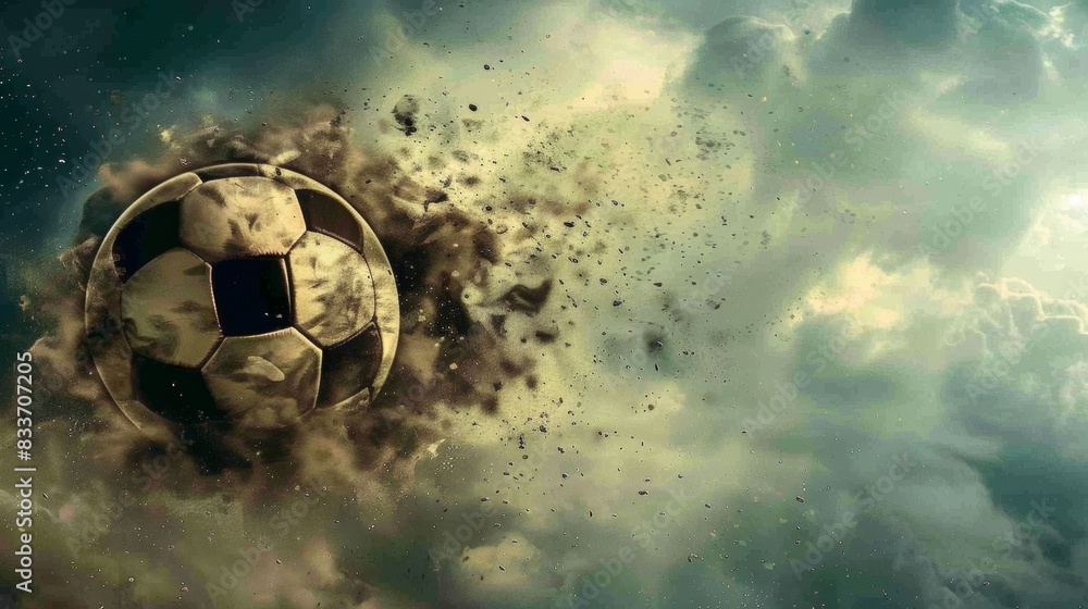 Football field, the moment a football is kicked into the goal, close-up ...