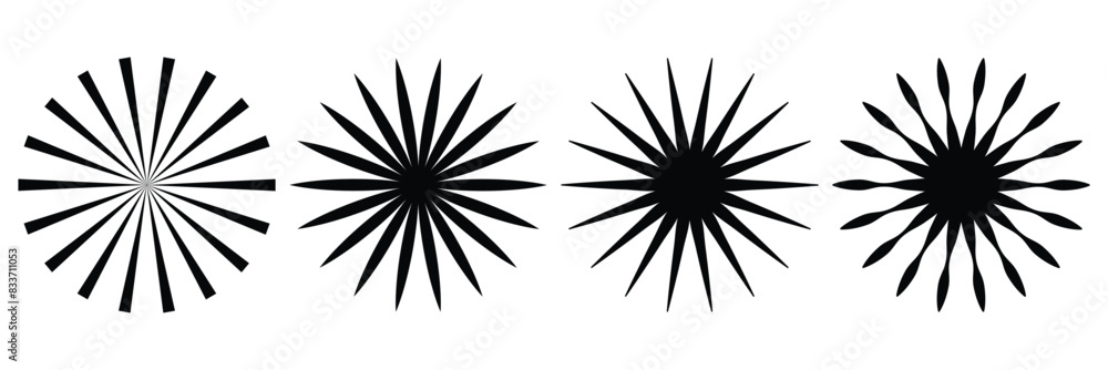 Radial circle lines. Circular radiating lines geometric element. Sun ...