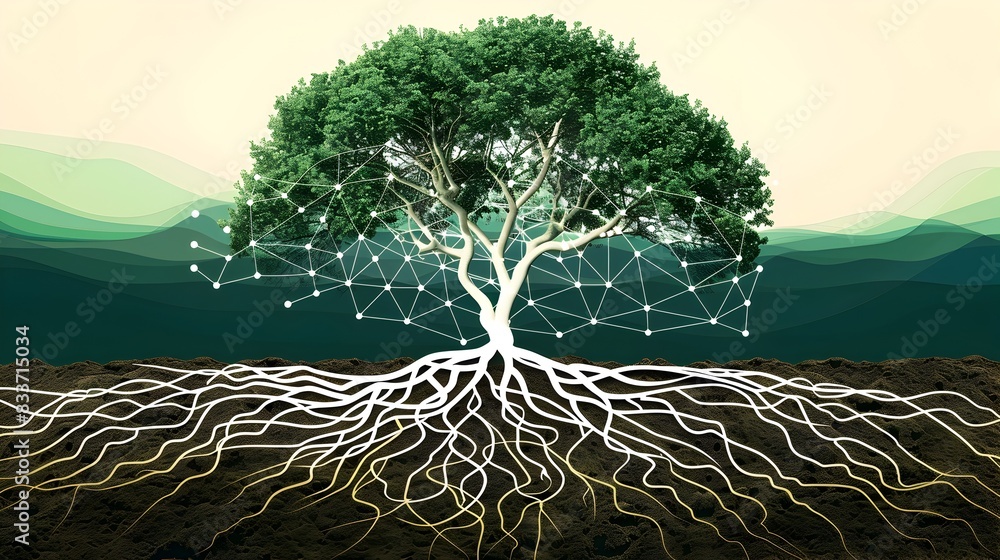 Interconnected ESG Principles Symbolized through a Network of Tree ...