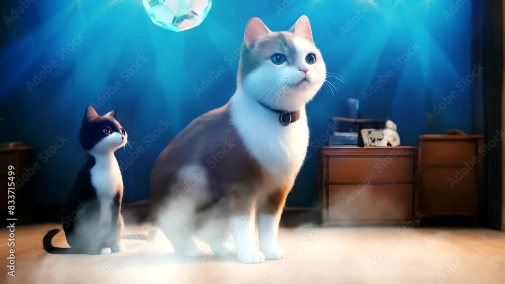 Seamless looping animation of dancing cats under disco lights. Time ...