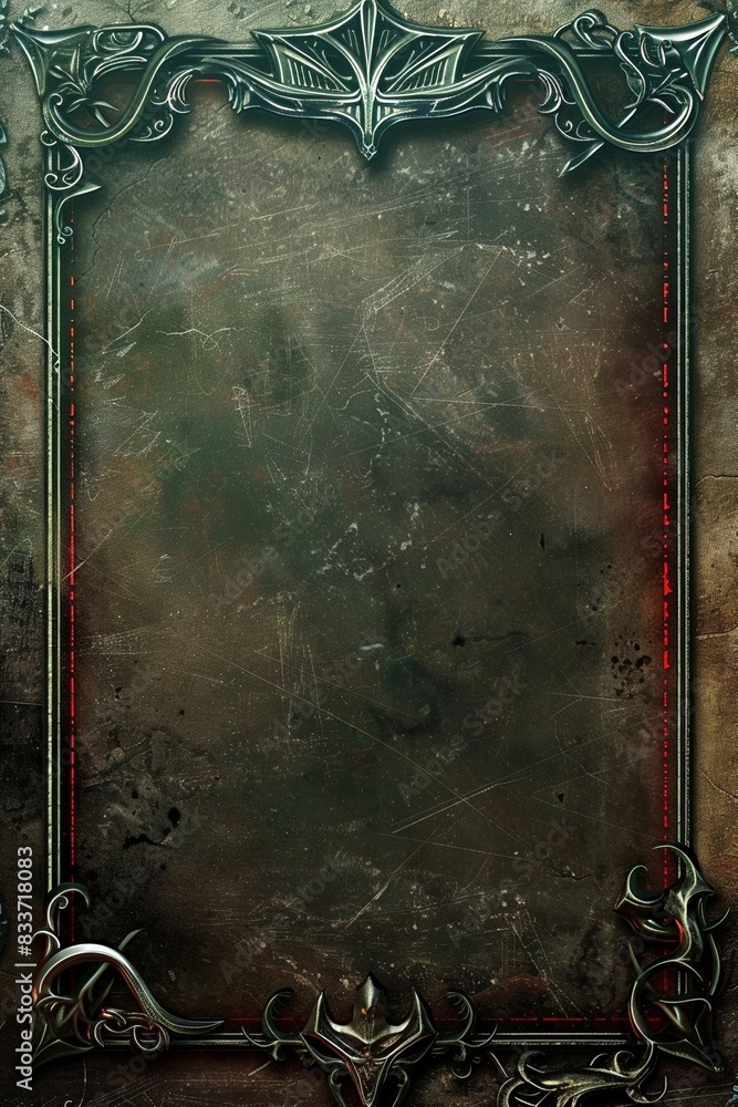 In a dark, cartoon-style aesthetic, this black and silver RPG game card ...