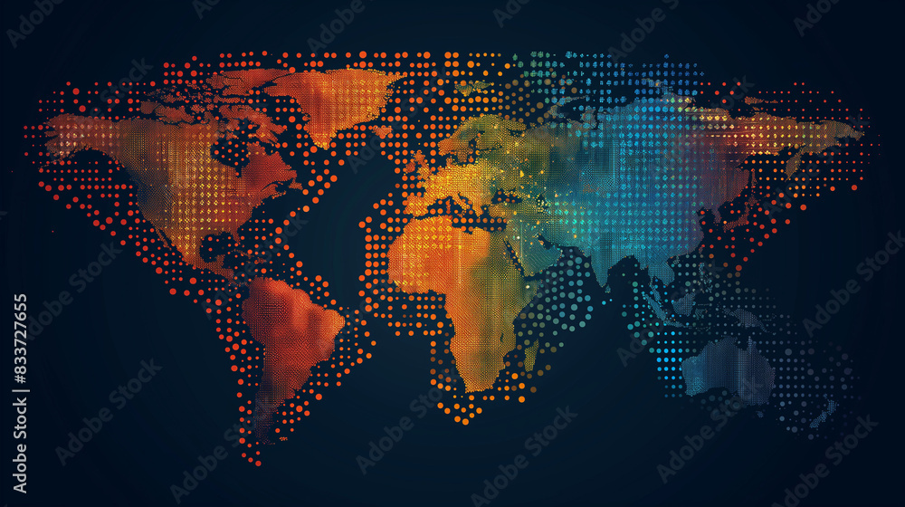 World dot map with India highlighted showing sphere of influence. Stock ...
