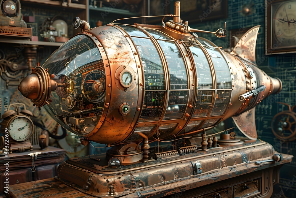 Antique cash register resembling an old railway machine [industrial ...