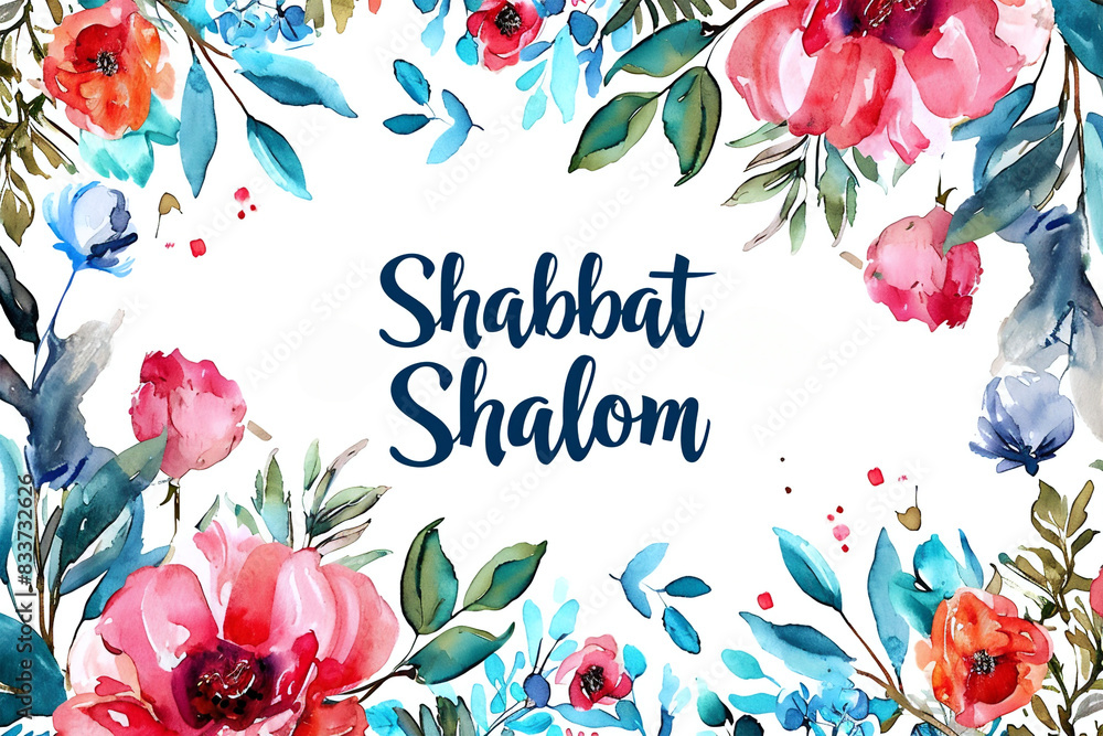 Shabbat Shalom or Shabbat of peace in Hebrew. Hand written text on ...