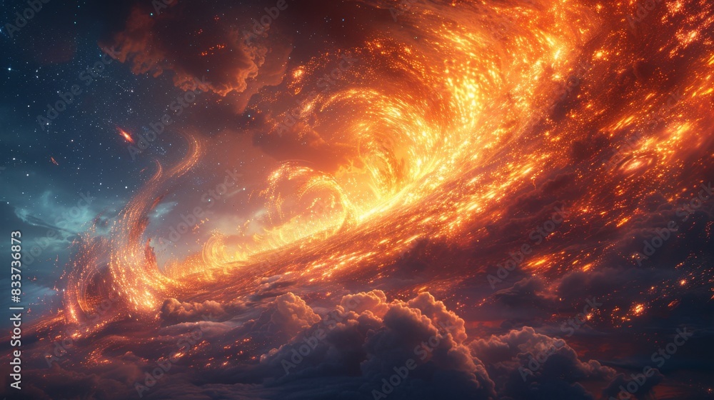 Apocalyptic scene depicting a catastrophic meteor impact on Earth with ...