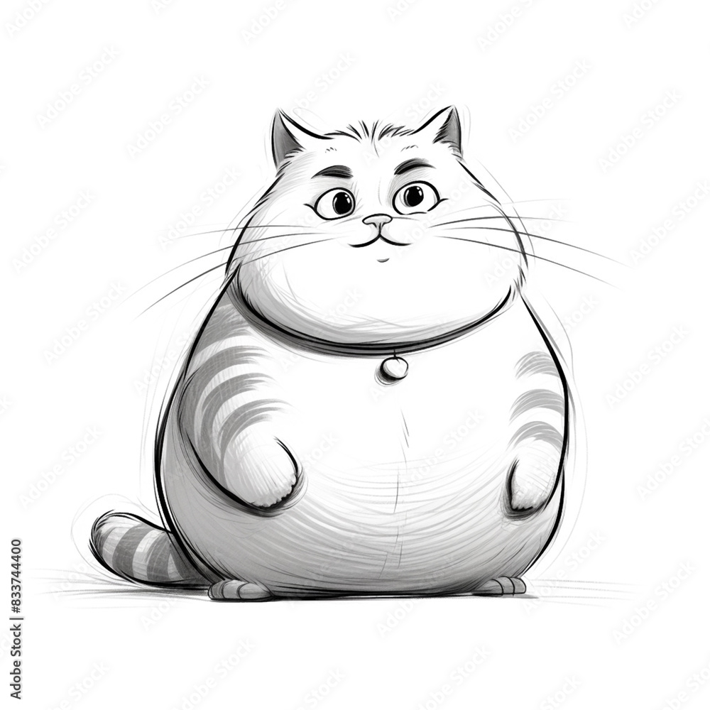 Cute and adorable fat cat. Cartoon character isolated on white ...