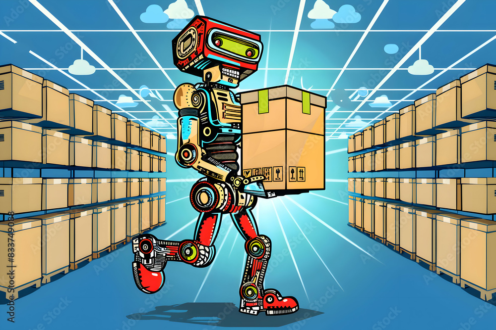 cartoon image of warehouse robot - robots, warehouse, automation ...