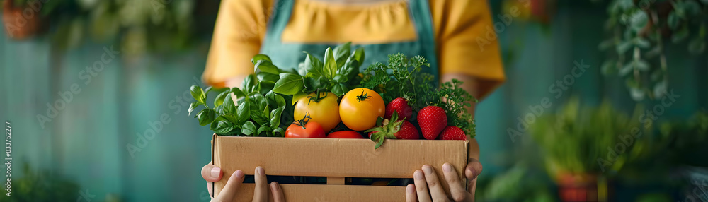 Vegan activist promoting mockup plant based food box concept as a ...