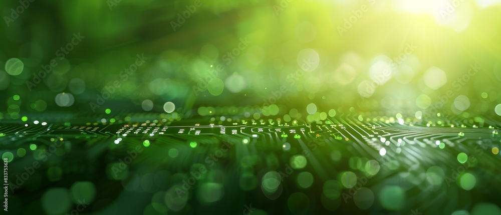 AI-driven environmental monitoring with radiant green data displays ...