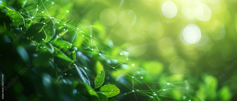 AI environmental monitoring technology, showcasing green data ...