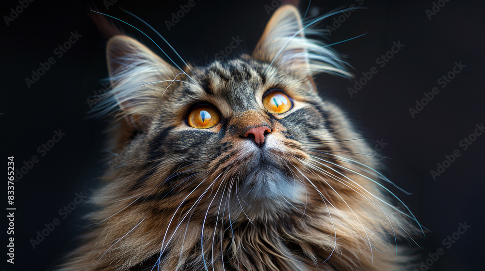 exotic cat breeds, the majestic maine coon cat, with stunning amber ...