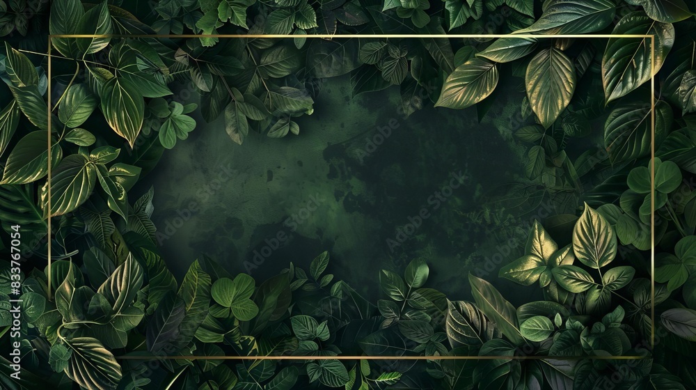 Forest Template A rectangular forest green frame with thin gold borders ...